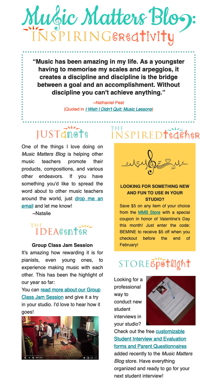 Newsletter - Almost Done! - Music Matters Blog